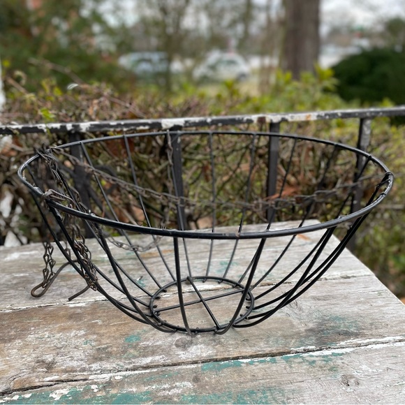 Accents | Vintage Black Metal Hanging Basket Chain Rustic Farmhouse ...